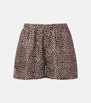 Asceno Franca Polka-dot Silk Charmeuse Shorts - Brown