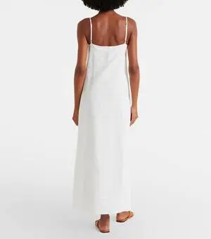 Asceno Checked Linen And Cotton Maxi Dress
