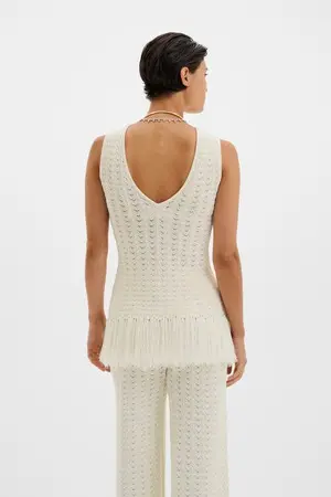 MALINA Amal Knitted Fringe Top