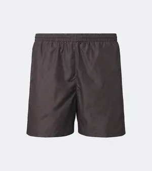 Gucci Gg Monogram Poplin Swim Trunks - Brown