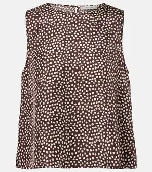 Asceno Sofia Silk Twill Tank Top - Brown