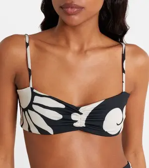 CALA DE LA CRUZ Lilo Printed Bikini Top - Black