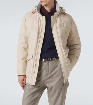 Brunello Cucinelli Wool Flannel Down Parka - Beige