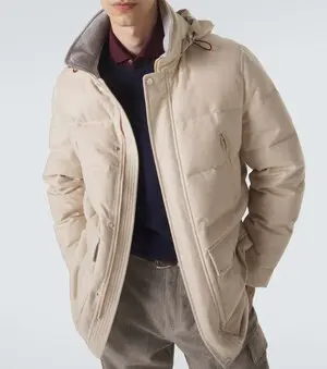 Brunello Cucinelli Wool Flannel Down Parka - Beige
