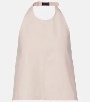 Wardrobe.NYC Halterneck Cotton-blend Top - Beige