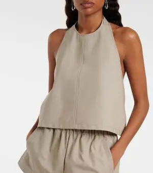 Wardrobe.NYC Halterneck Cotton-blend Top - Grey