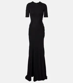 Victoria Beckham Ruched Crêpe Jersey Maxi Dress