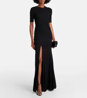 Victoria Beckham Ruched Crêpe Jersey Maxi Dress