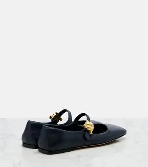 Bottega Veneta Lucy Embellished Leather Mary Jane Flats