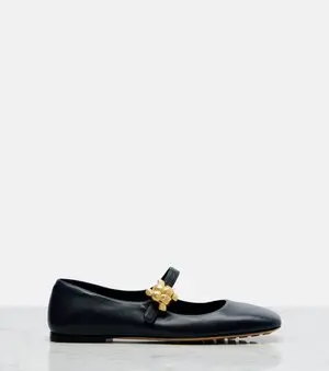 Bottega Veneta Lucy Embellished Leather Mary Jane Flats