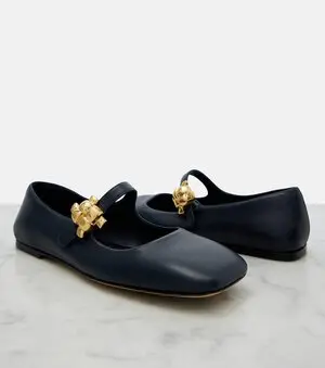 Bottega Veneta Lucy Embellished Leather Mary Jane Flats