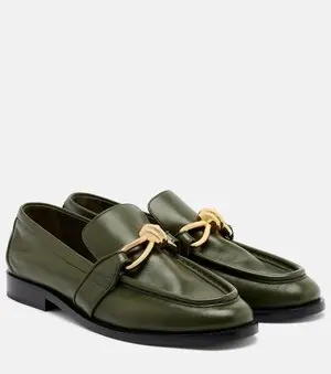 Bottega Veneta Astaire Knot Leather Loafers - Green