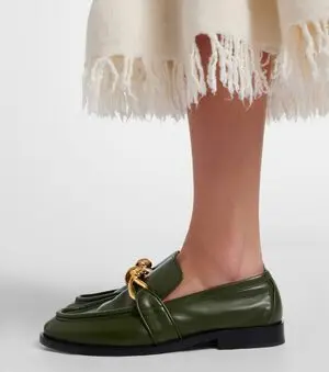 Bottega Veneta Astaire Knot Leather Loafers - Green