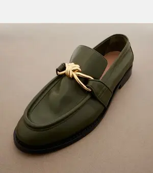 Bottega Veneta Astaire Knot Leather Loafers - Green