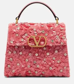 Valentino Garavani Vsling Mini Sequined Top-handle Bag - Pink
