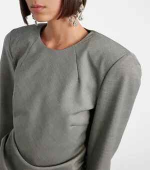 Magda Butrym Draped Wool Blouse - Grey