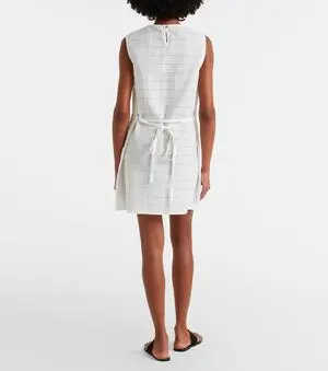 Asceno Sintra Checked Linen And Cotton Minidress