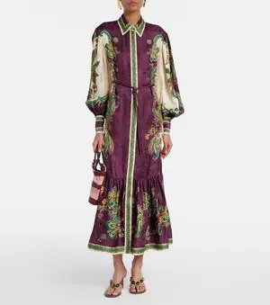ALEMAIS Ruthie Floral Silk Shirt Dress - Purple