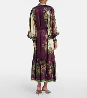 ALEMAIS Ruthie Floral Silk Shirt Dress - Purple