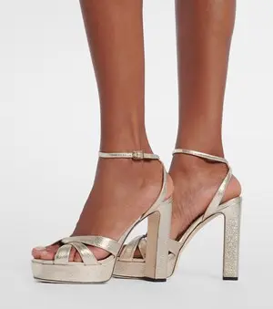 JIMMY CHOO Kove Platform Sandals In Platinum