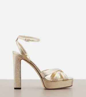 JIMMY CHOO Kove Platform Sandals In Platinum