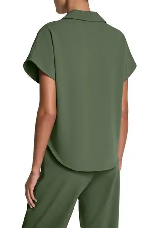 Spanx Oversize Short Sleeve Collared Shirt - Eucalyptus