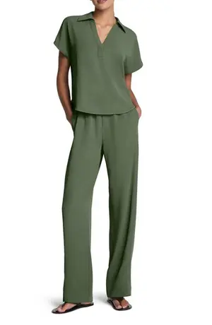 Spanx Oversize Short Sleeve Collared Shirt - Eucalyptus