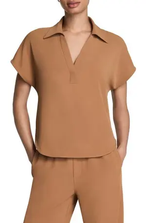 Spanx Oversize Short Sleeve Collared Shirt - Maplewood