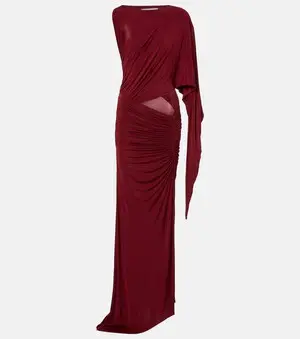 Alex Perry Asymmetric Gathered Jersey Gown - Red