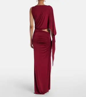Alex Perry Asymmetric Gathered Jersey Gown