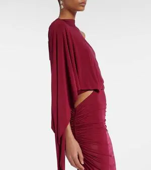 Alex Perry Asymmetric Gathered Jersey Gown