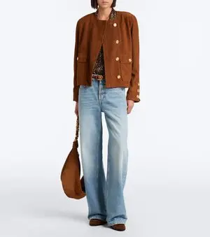 Saint Laurent Le Loafer Cassandre Suede Mules - Brown