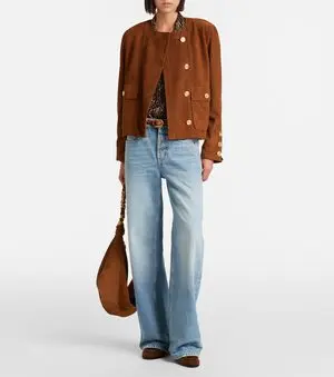 Saint Laurent Le Loafer Cassandre Suede Mules - Brown