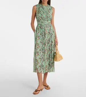 Ulla Johnson Celestina Floral Silk Chiffon Midi Dress