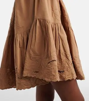 JULIET DUNN Embroidered Cotton Mini Dress - Beige