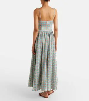 Faithfull The Brand Chiara Checked Cotton-blend Midi Dress