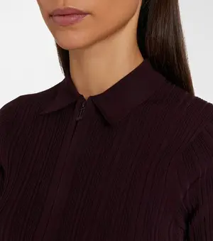 Victoria Beckham Ribbed-knit Zip-up Top