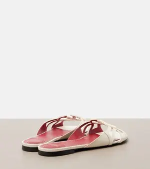 Valentino Garavani Wonderweb Vlogo Leather Slides - White