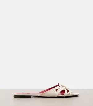 Valentino Garavani Wonderweb Vlogo Leather Slides - White