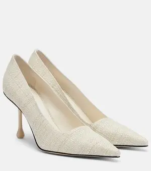 JIMMY CHOO Ixia Woven Pointed Toe Pumps - White