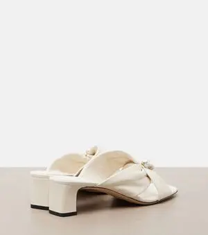JIMMY CHOO Rafi Embellished Leather Mules - White