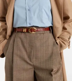 AMANU Tugela Croc-effect Leather Belt - Brown