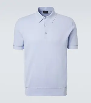 Brioni Cotton Piqué Polo Shirt - Blue