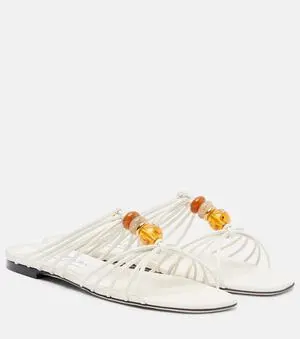 JIMMY CHOO Jimmy Choo Lova Beaded Leather Flat Sandals