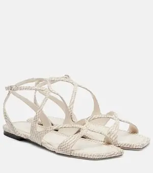 JIMMY CHOO Ayla Snake-effect Leather Sandals - Beige
