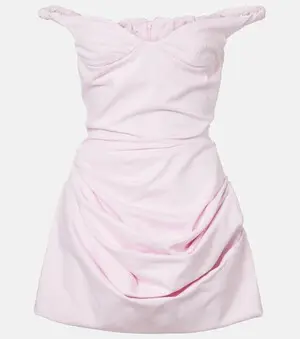 Magda Butrym Gathered Off-shoulder Denim Minidress - Pink