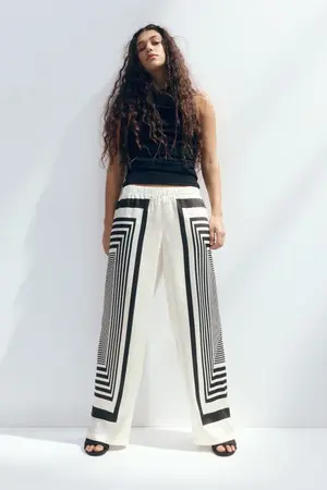 H&m Wide Satin Trousers