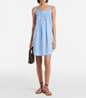 DÔEN Bea Lace-trimmed Ramie Mini Dress
