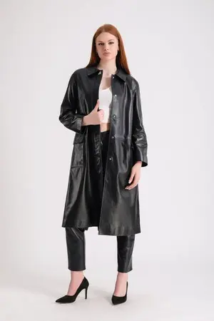 FURNIQ UK Pimlico Leather Trench Coat