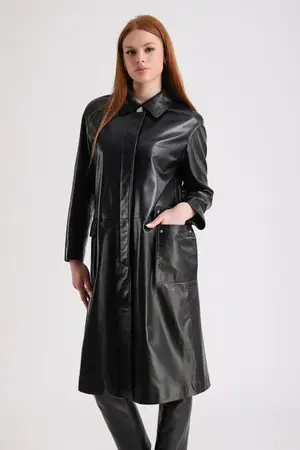 FURNIQ UK Pimlico Leather Trench Coat